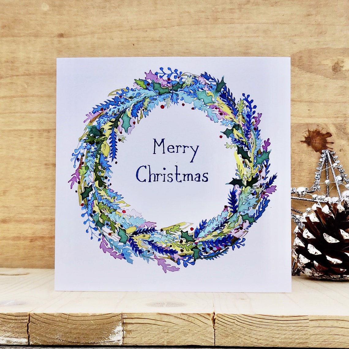 Large Christmas Wreath Card Set, Nature Christmas Cards, Merry ...