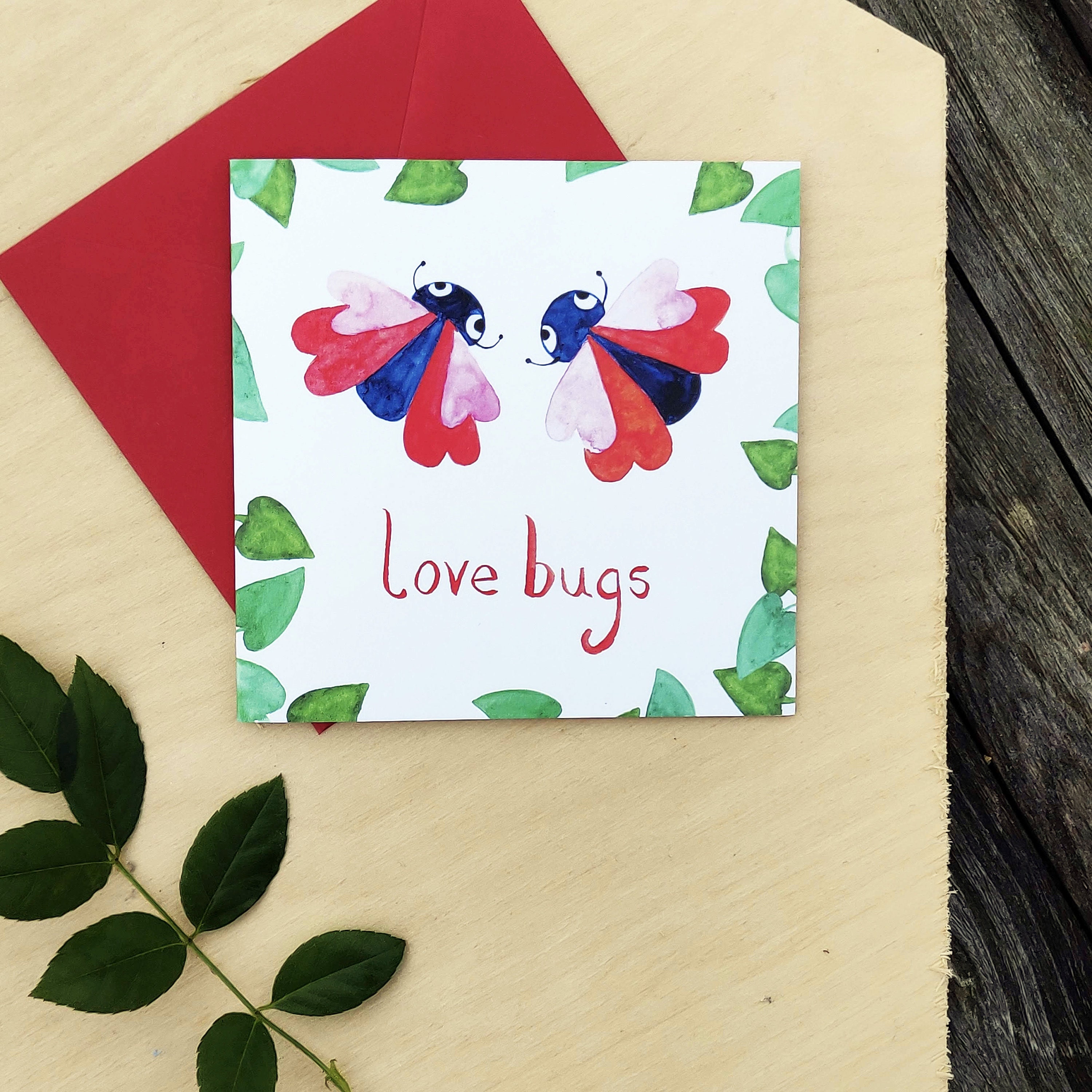 Love Bugs, Valentine's Day Square Card, Anniversary, Wedding, Couples ...