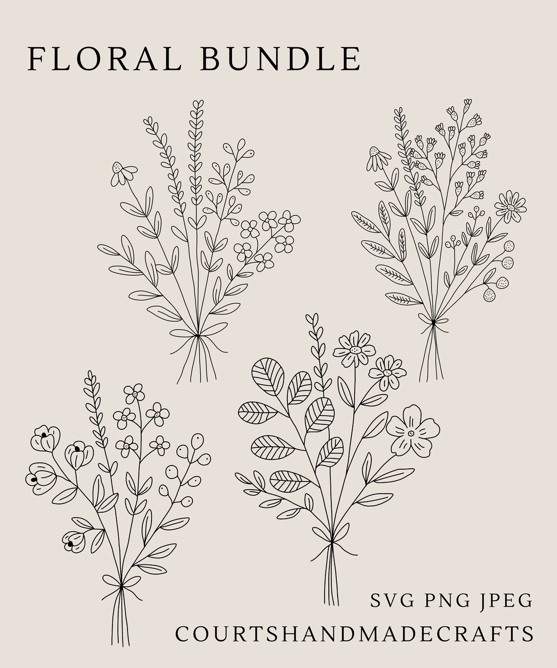 Floral Bundle Svg | Png | Jpeg | Digital Download | Flowers | Bouquet ...