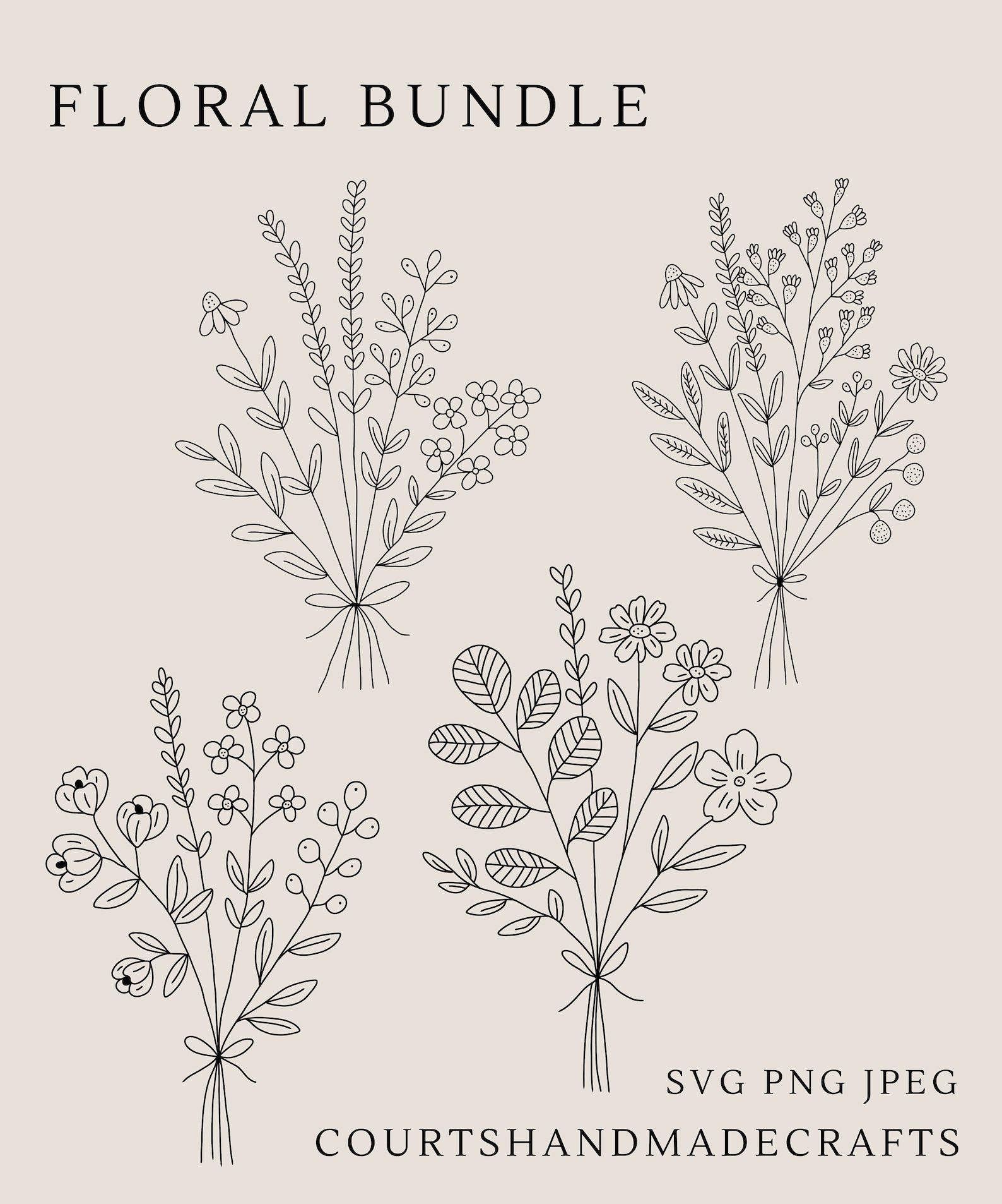 Floral Bundle Svg | Png | Jpeg | Digital Download | Flowers | Bouquet ...