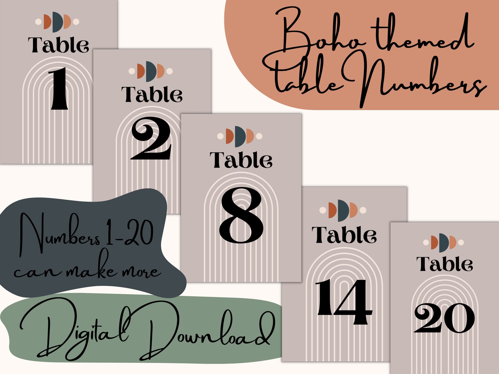 Boho Wedding Table Number Template, Printable Wedding Sign ...