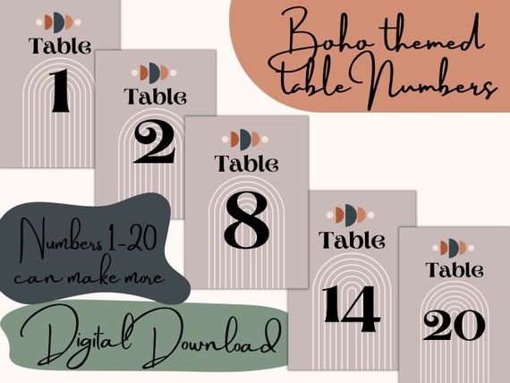 Boho Wedding Table Number Template Printable Wedding Sign - Etsy
