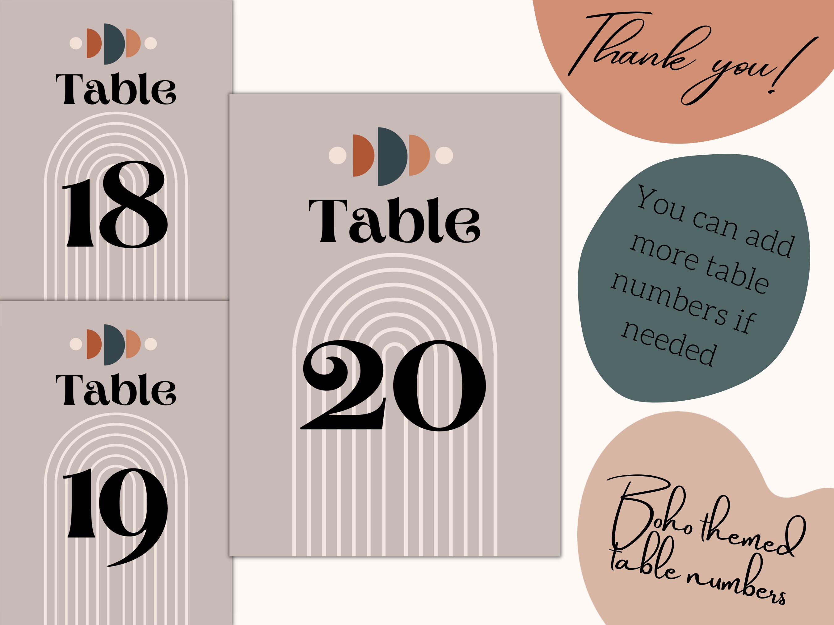 Boho Wedding Table Number Template, Printable Wedding Sign ...