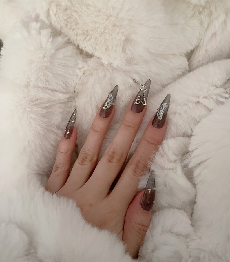 Black Jelly Chrome Butterfly Handmade Reusable Sparkly Press - Etsy