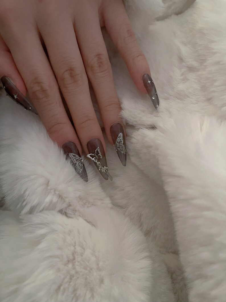 Black Jelly Chrome Butterfly Handmade Reusable Sparkly Press - Etsy