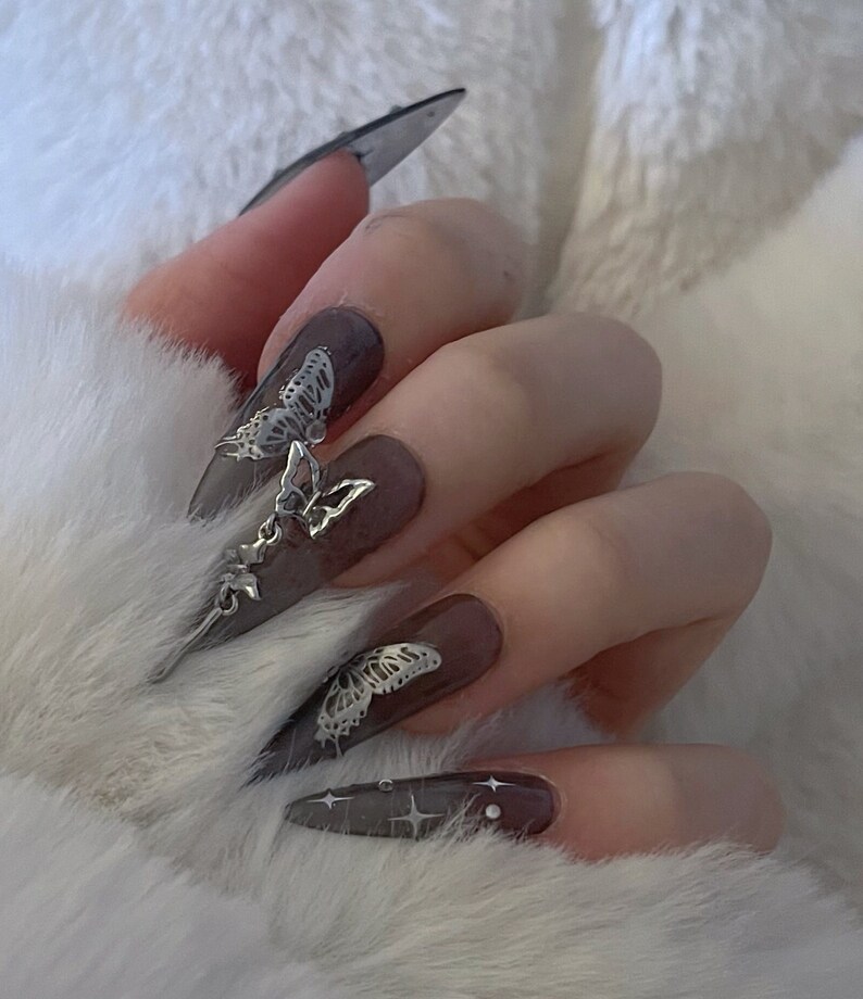 Black Jelly Chrome Butterfly Handmade Reusable Sparkly Press - Etsy