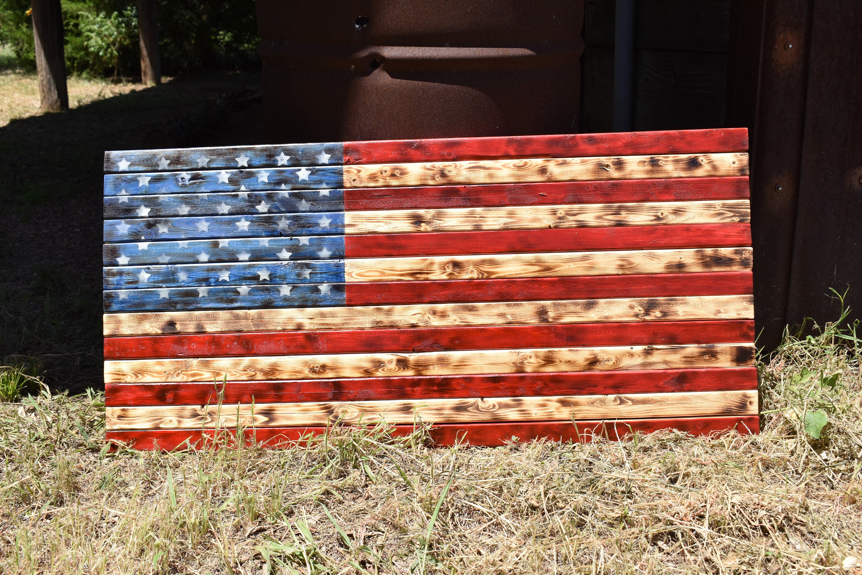 LARGE Rustic American Wooden Flag Rustic Flag American Flag | Etsy