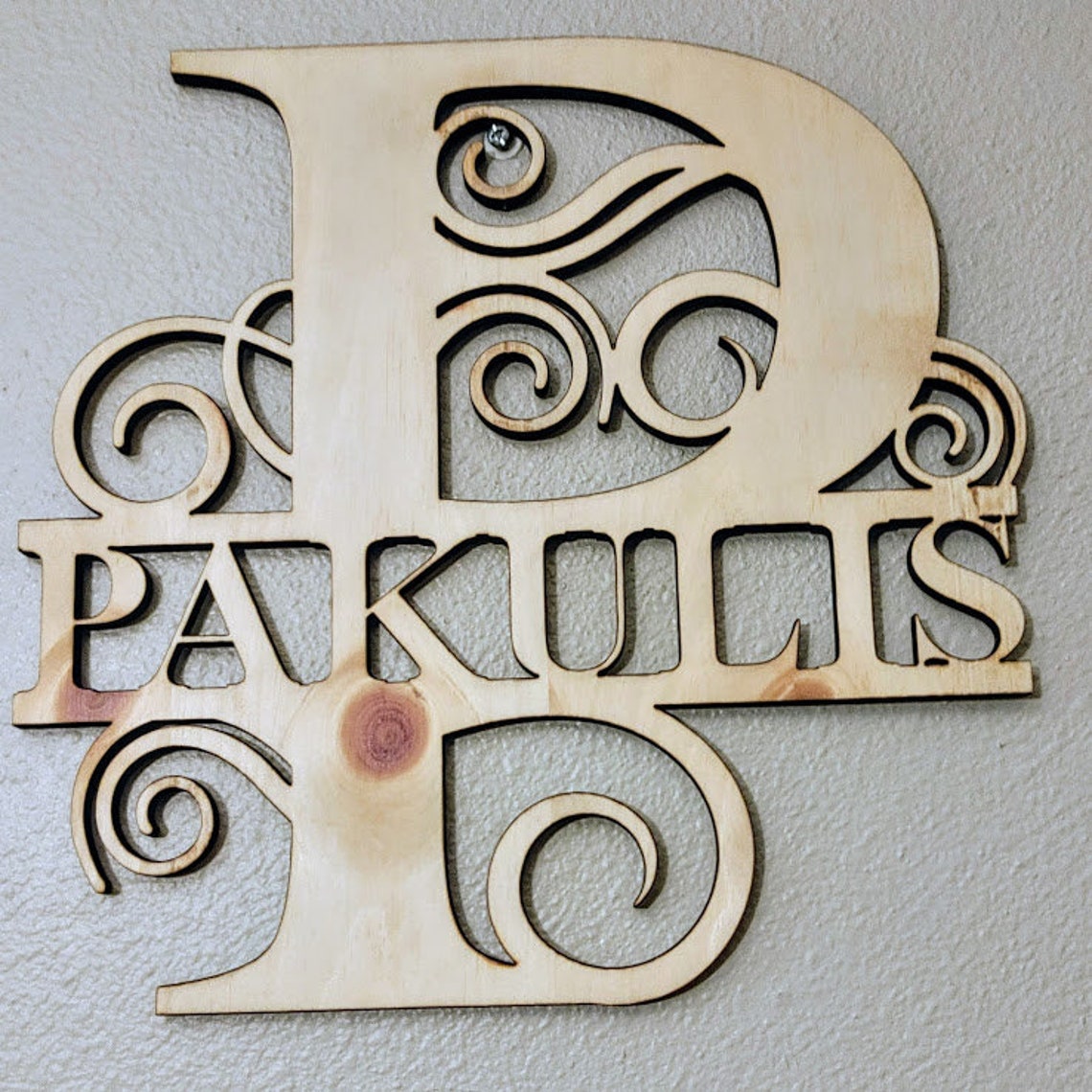 Customizable Personalized Swirl Alphabet Sign, Custom Name Sign in Pine ...
