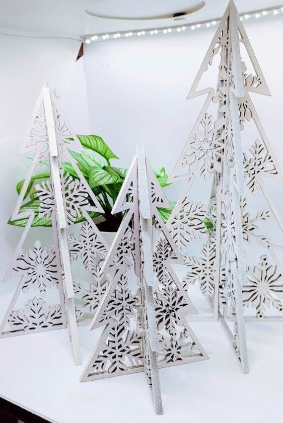 3D Large Snowflake Trees Set of 3 Sizes Are 12 - Etsy