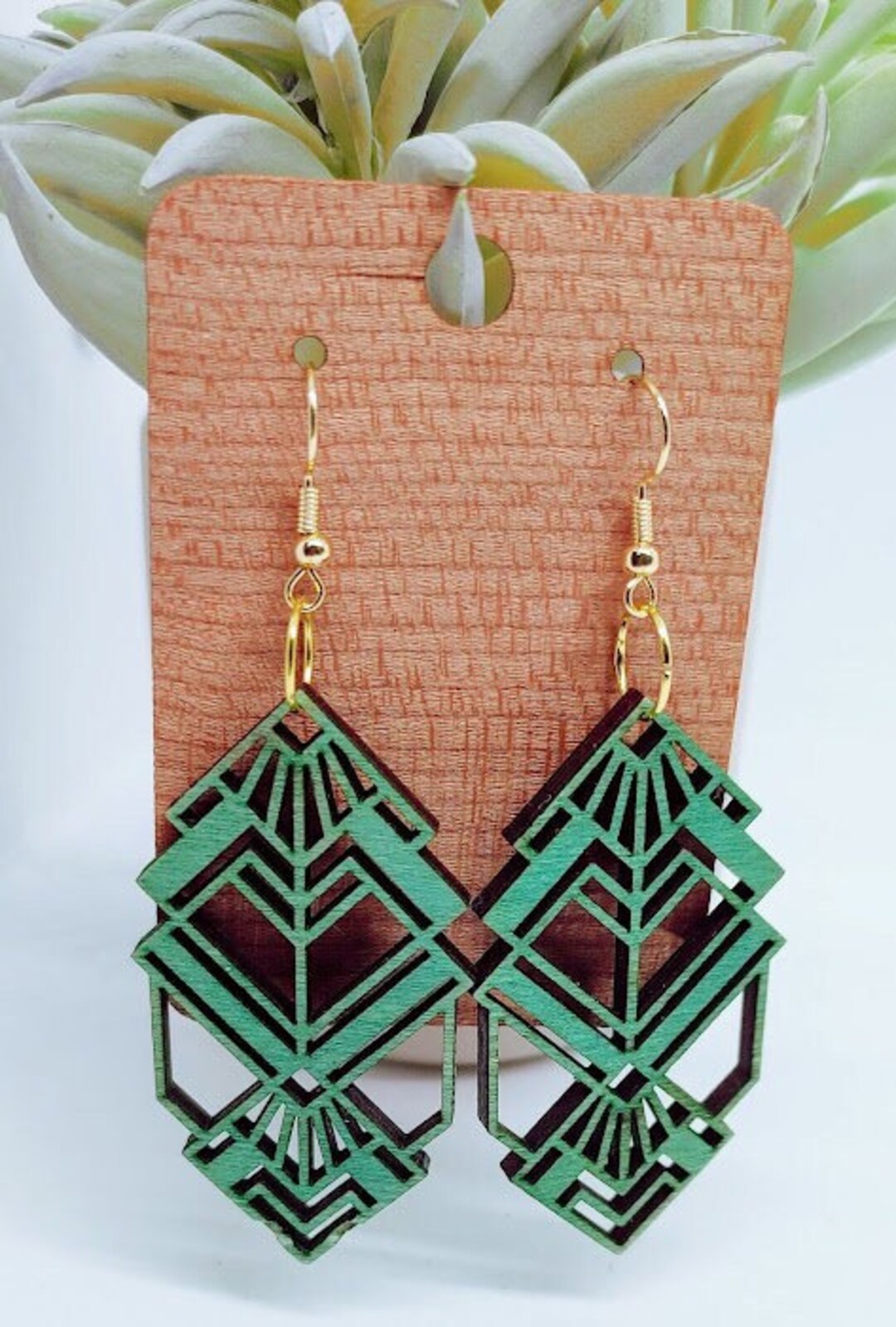 Hand Painted, Dangle Earrings, Native American Style, Engraved, Laser ...
