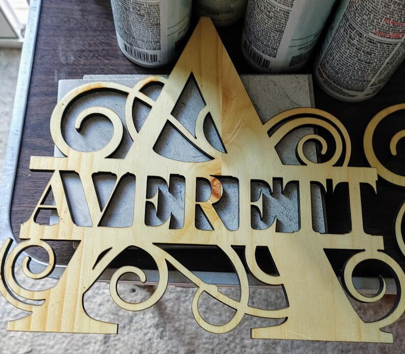 Customizable Personalized Swirl Alphabet Sign, Custom Name Sign in Pine ...