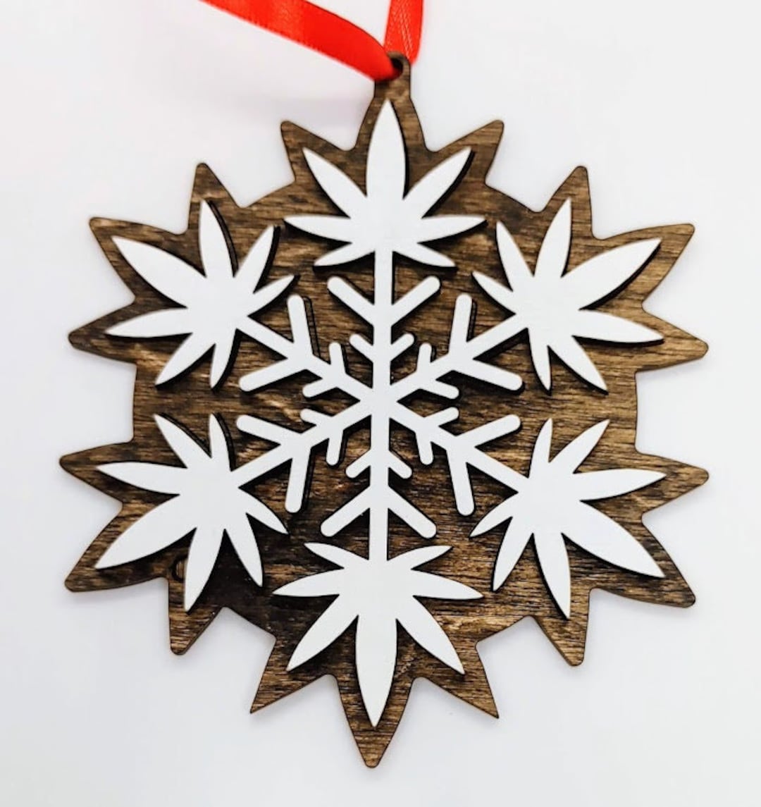 Weed Ornaments marijuana Snowflake Funny Ornaments. White Elephant ...