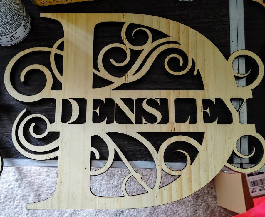 Customizable Personalized Swirl Alphabet Sign, Custom Name Sign in Pine ...