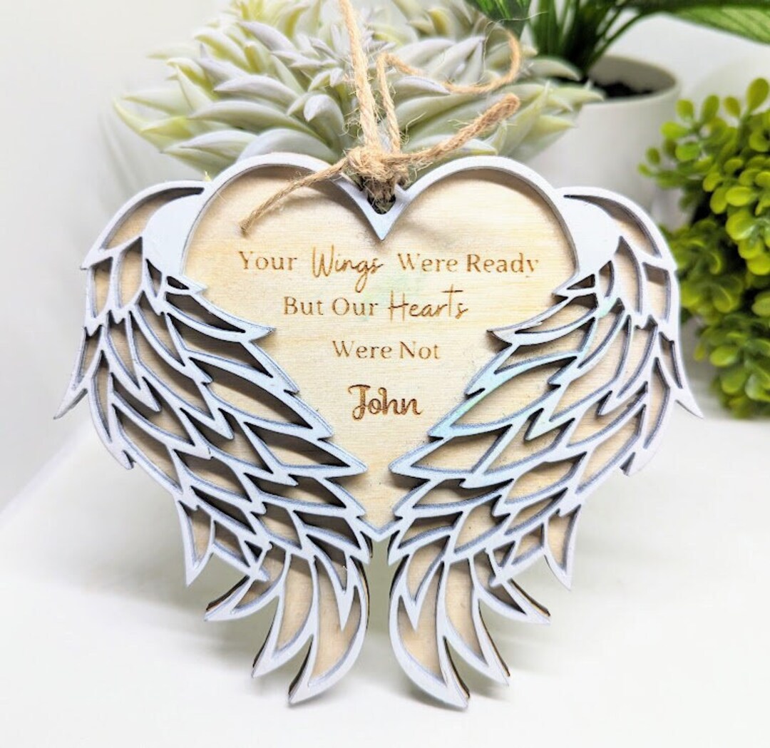 Memorial, Angel Heart, Christmas Ornament, Angel Wings, 4.5 Inches ...