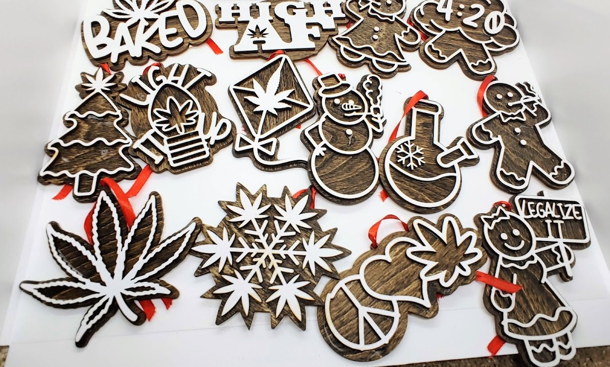 15 ORNAMENT SET, Weed, 420, Ornaments, Themed, Naughty, Gingerbread ...