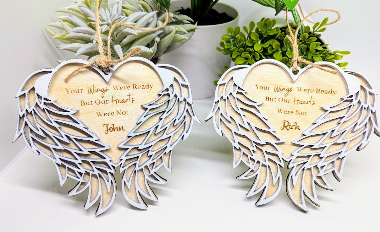 Memorial, Angel Heart, Christmas Ornament, Angel Wings, 4.5 Inches ...