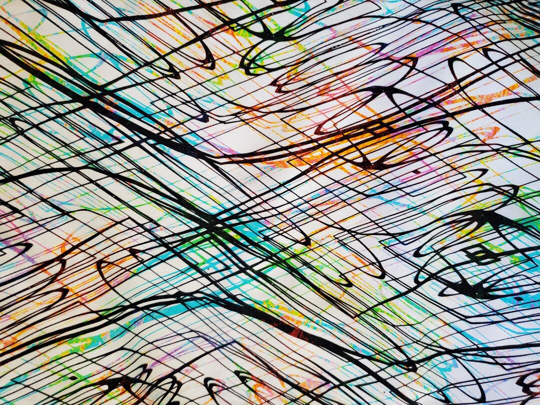 1.5 Yards Scribbles Cotton Spandex Fabric by the Yard | Cotton Jersey ...