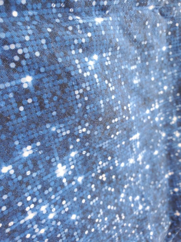 Blue Faux Disco Glitter Cotton Woven Fabric by the Yard | Custom Woven ...