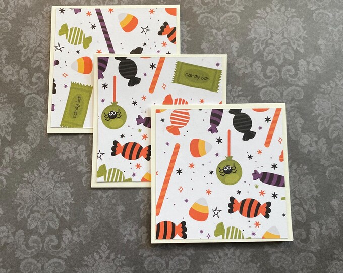 Set of Three Fun Mini Blank Halloween Cards/trick or Treat Cards ...