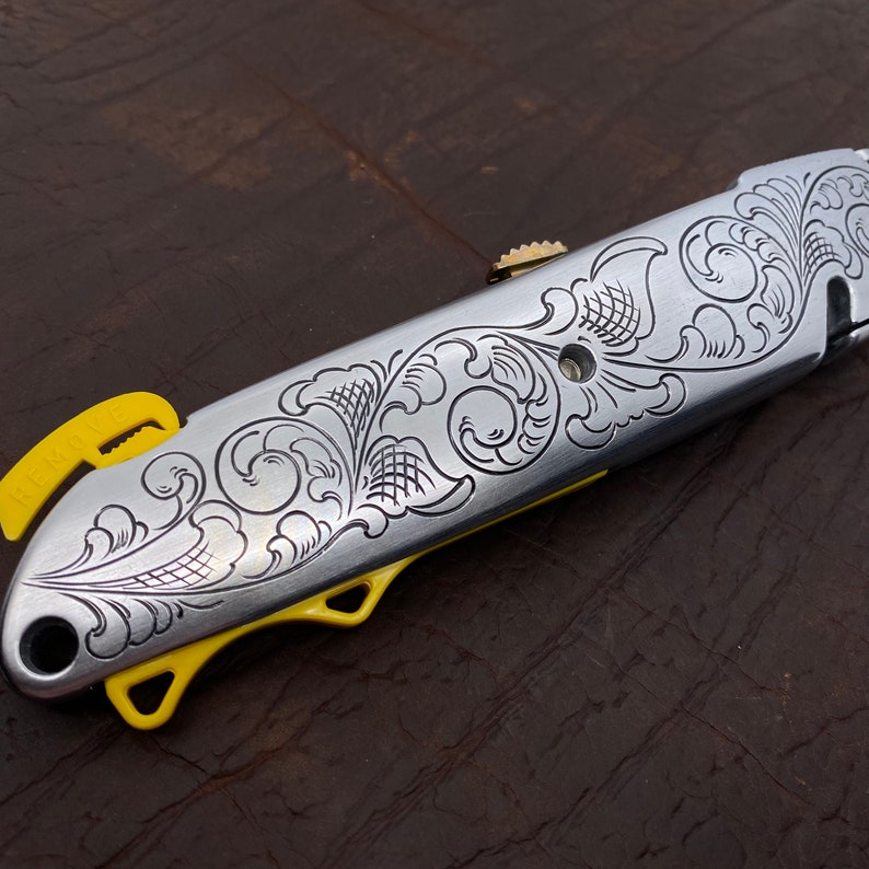 Hand Engraved Retractable Utility Knife - Etsy