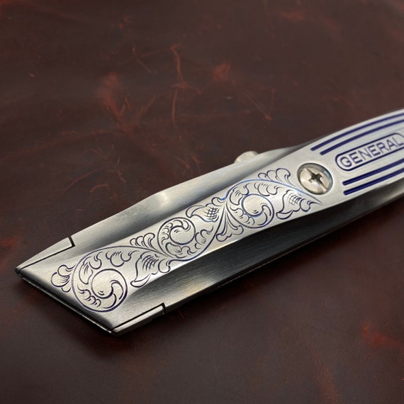 Hand Engraved Utility Knife - Etsy