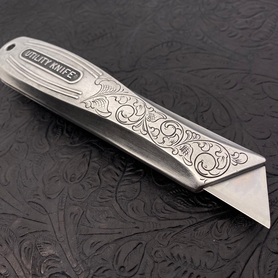 Hand Engraved Craftsman fixed Blade Utility Knife - Etsy