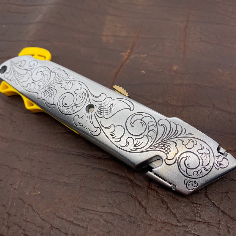Hand Engraved Retractable Utility Knife - Etsy