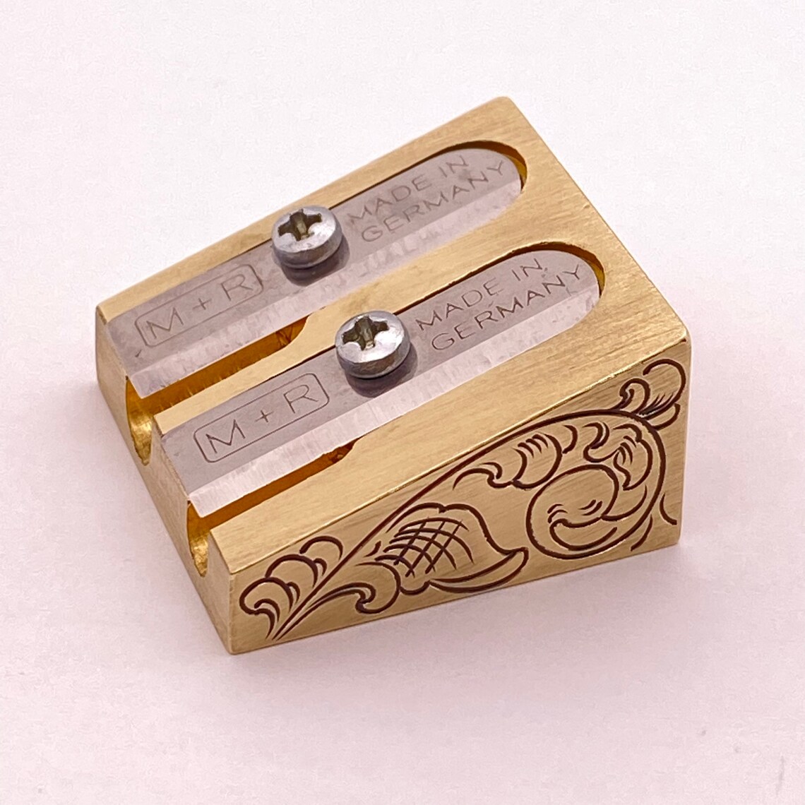 Hand Engraved Brass Pencil Sharpener - Etsy
