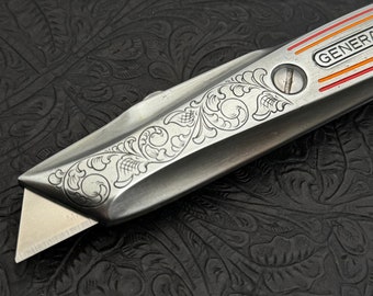 Hand Engraved fixed Blade Utility Knife - Etsy