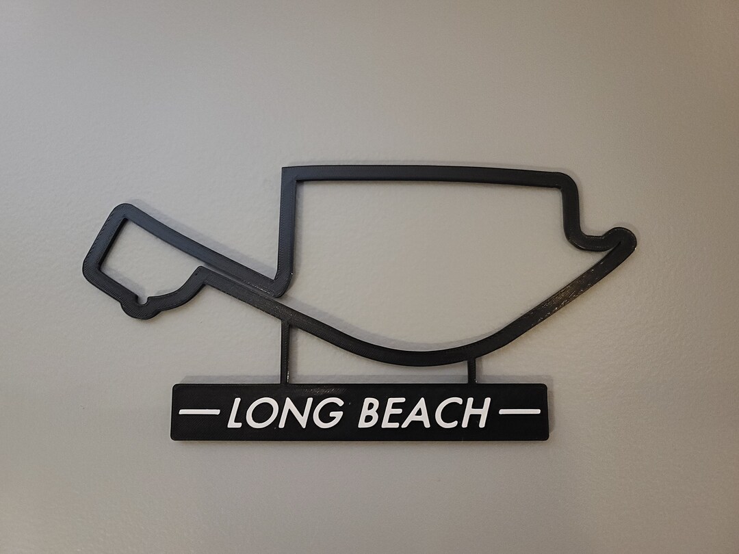 Long Beach Track Map With Nameplate Wall Art - Etsy