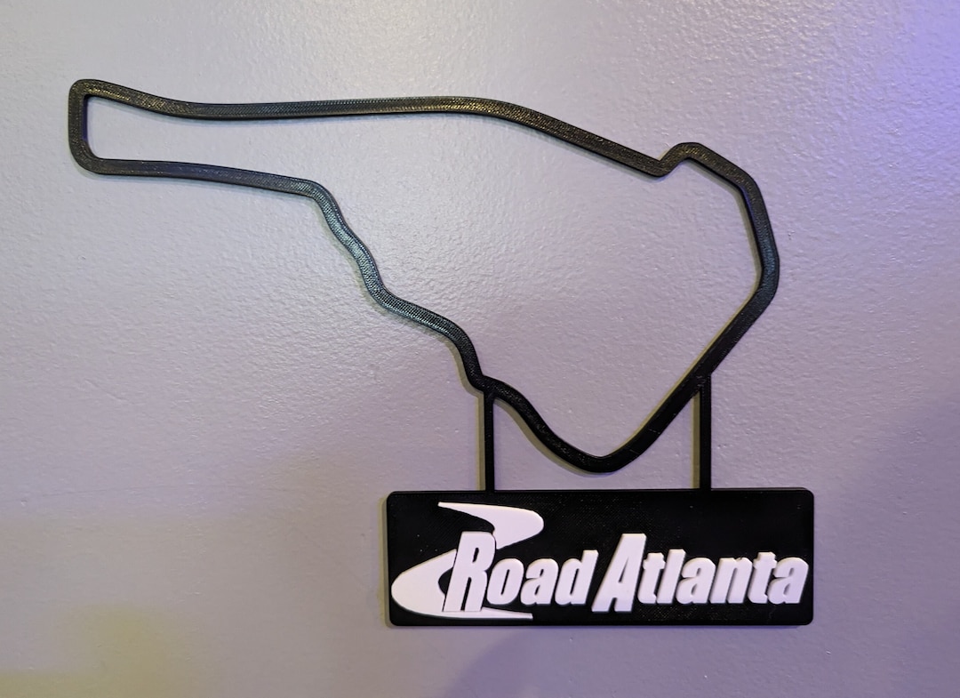Road Atlanta Track Map With Nameplate Wall Art - Etsy