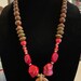 Red Dyed Howlite and Wood Ring Necklace - Etsy