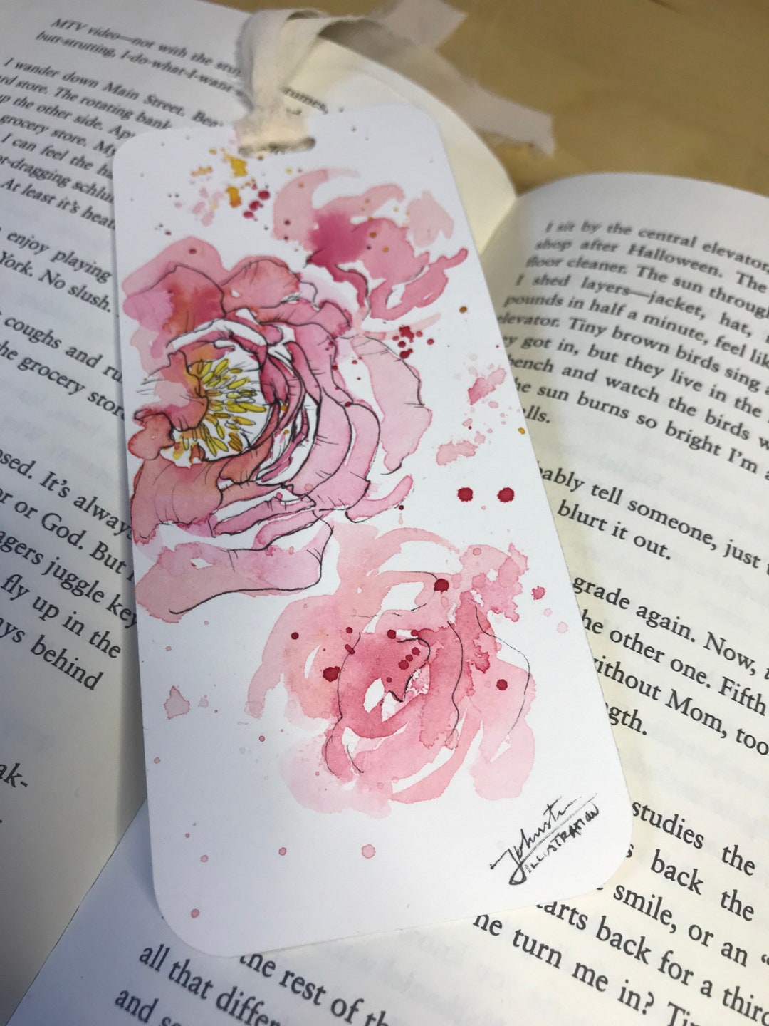 Watercolor Floral Bookmarks Hand-painted Ink & Watercolor - Etsy
