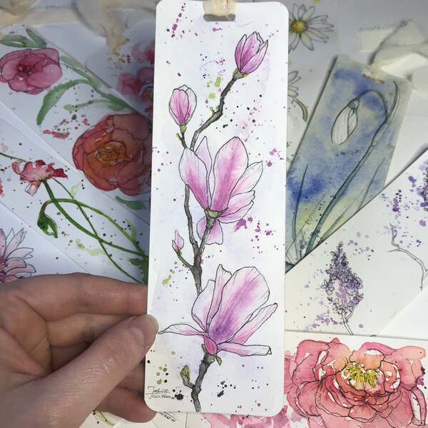 Watercolor Floral Bookmark - Etsy