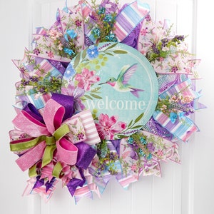 Hummingbird Wreath, Summer Wreath, Spring Wreath, Welcome Wreath, Deco ...