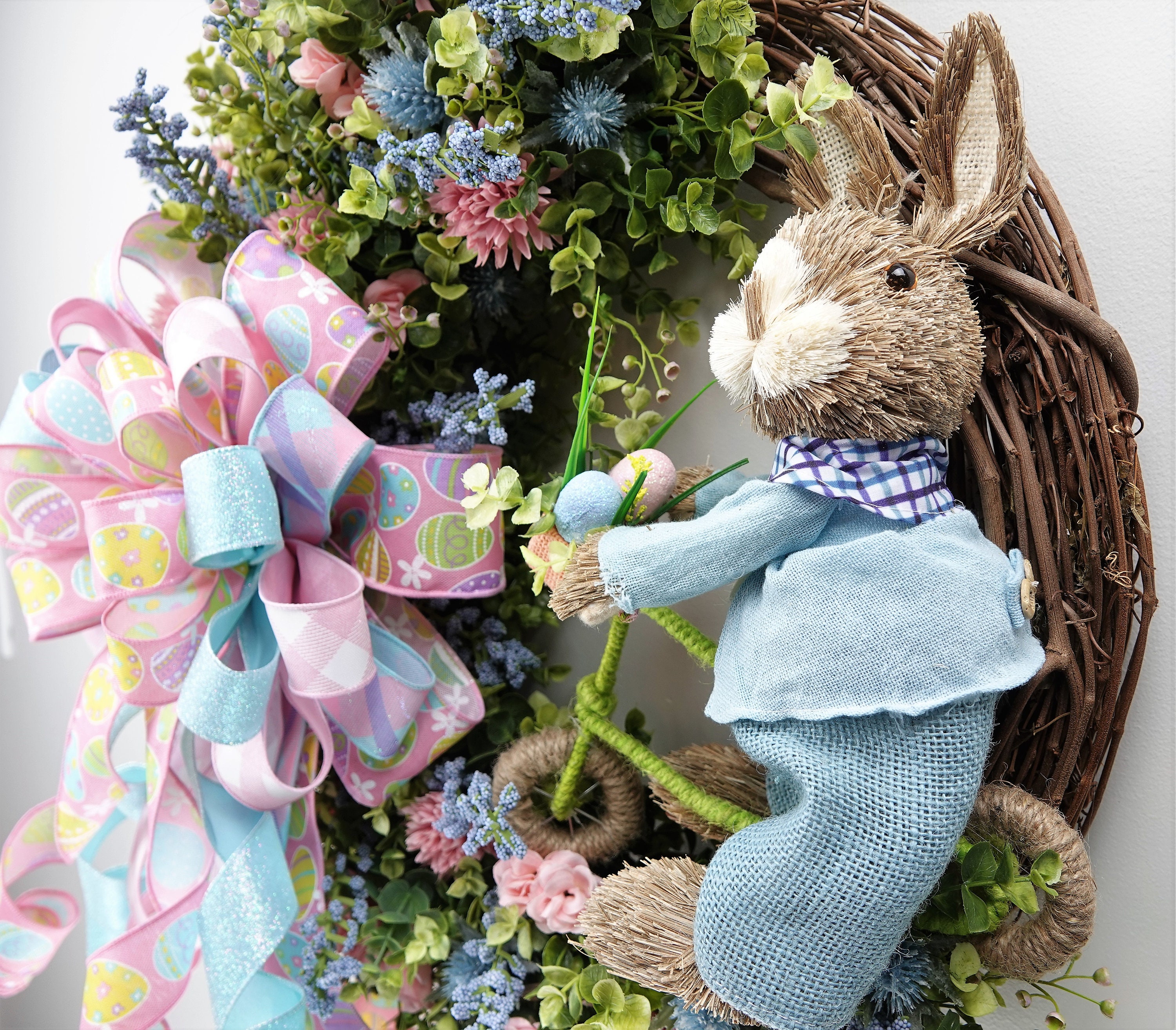 Easter Bunny Wreath Grapevine Bunny Easter Wreath Sisal - Etsy