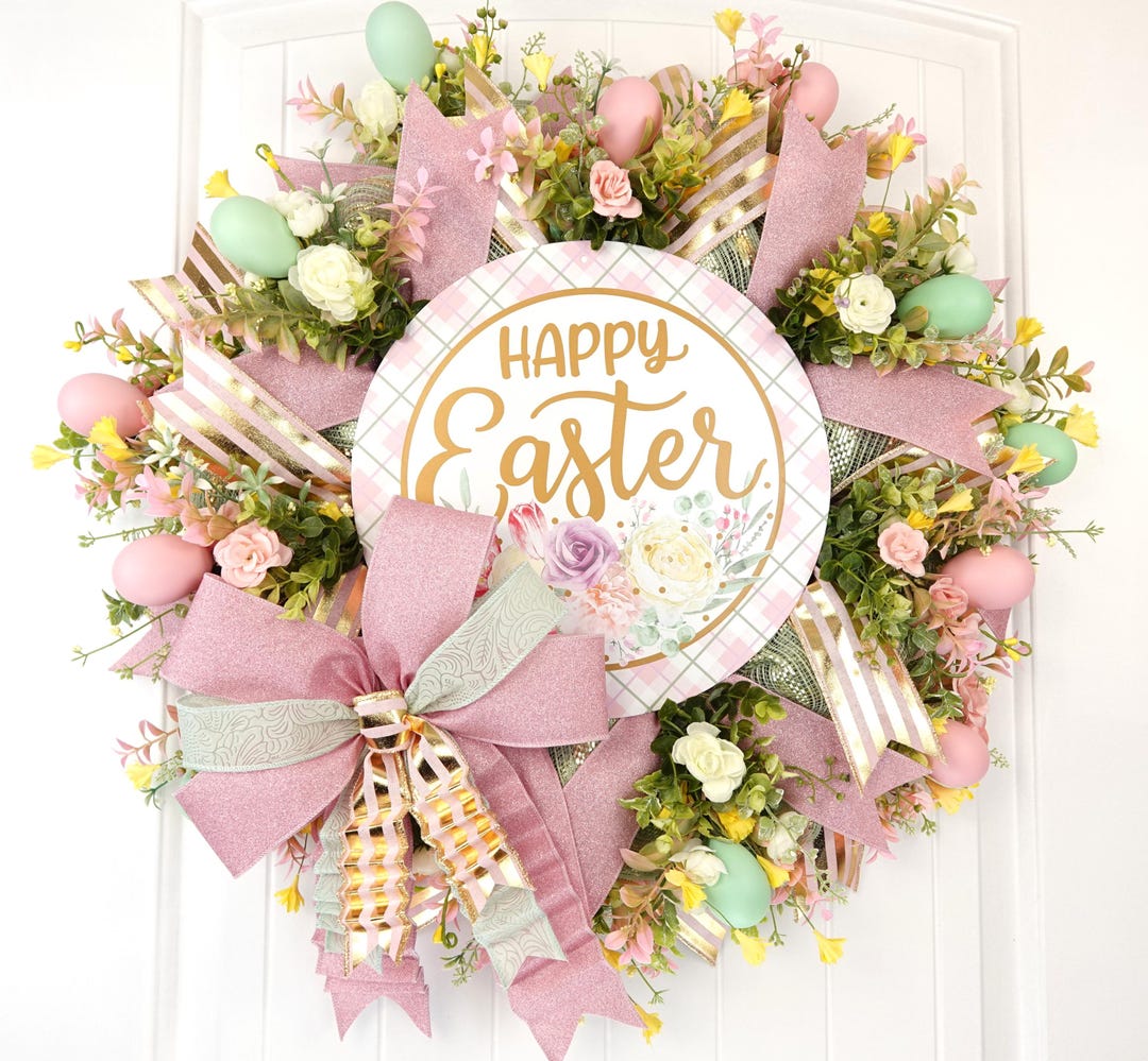 Easter Pancake Wreath, Easter Storm Door Wreath, Elegant Easter Wreath ...