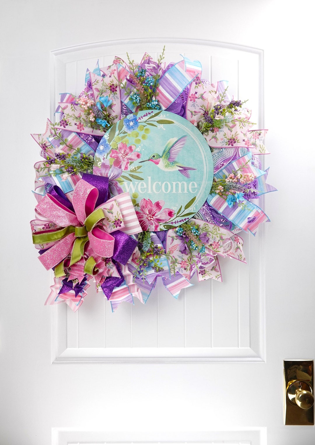 Hummingbird Wreath, Summer Wreath, Spring Wreath, Welcome Wreath, Deco ...
