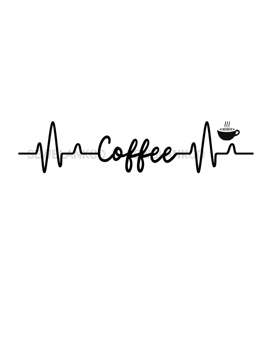 Coffee Heartbeat PNG POD Digital Download Coffee Lover Coffee is Life ...