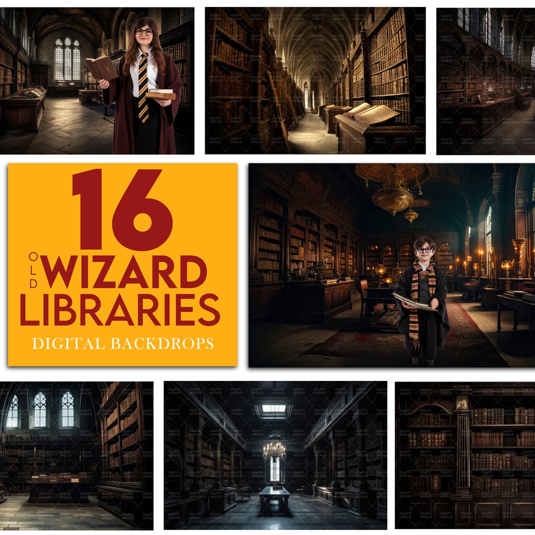16 Old Wizardry School Library, Digital Backdrops, Magical Wizard ...