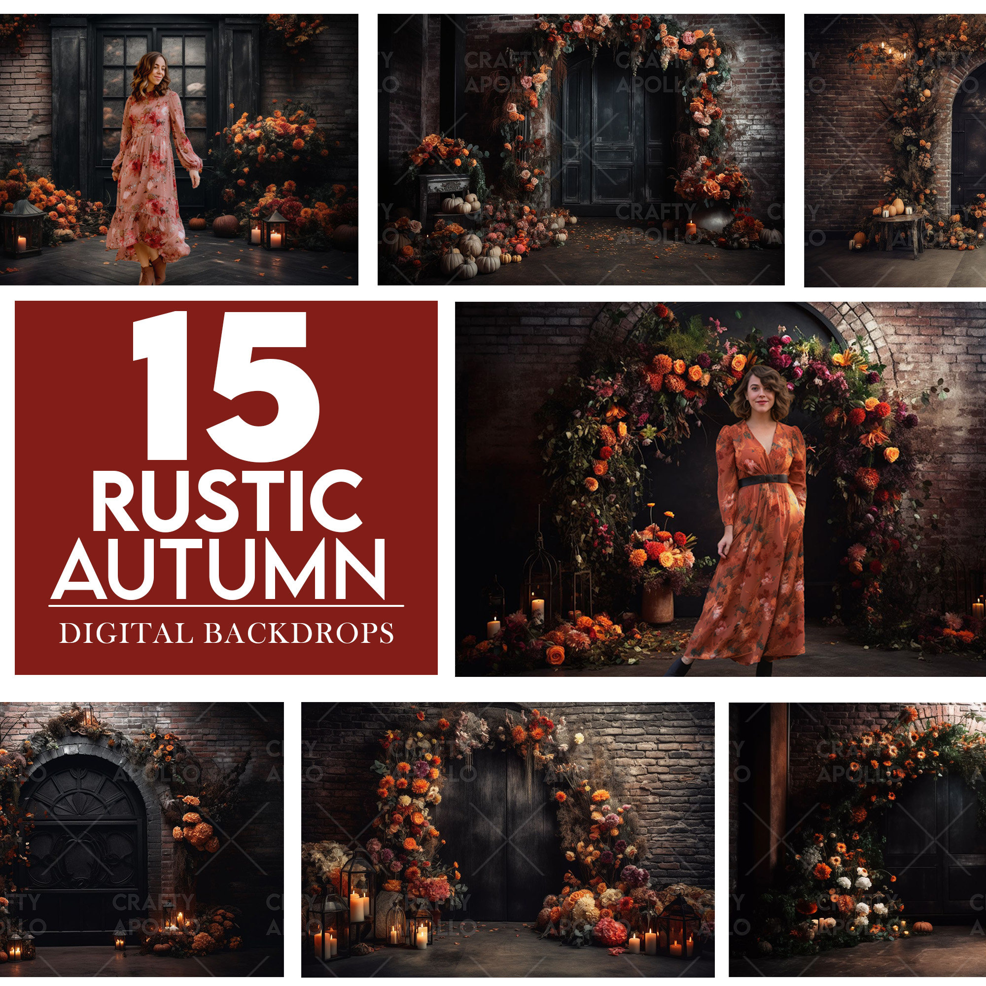 Rustic Fall Digital Backdrops, Autumn Backgrounds, Fall Mockups ...
