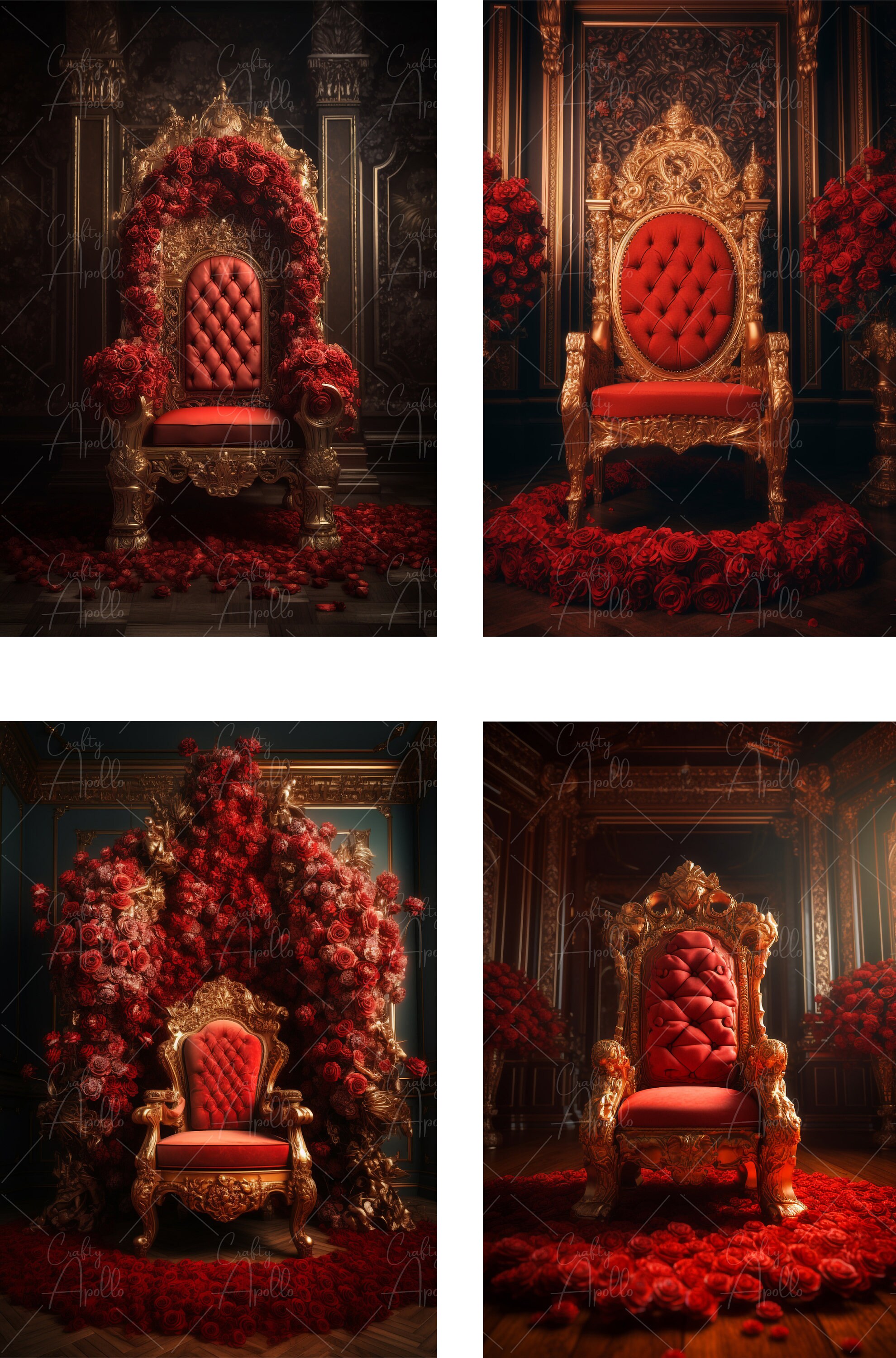 13 Rose Throne Digital Backdrops, Maternity Backdrop Overlays, Luxury ...