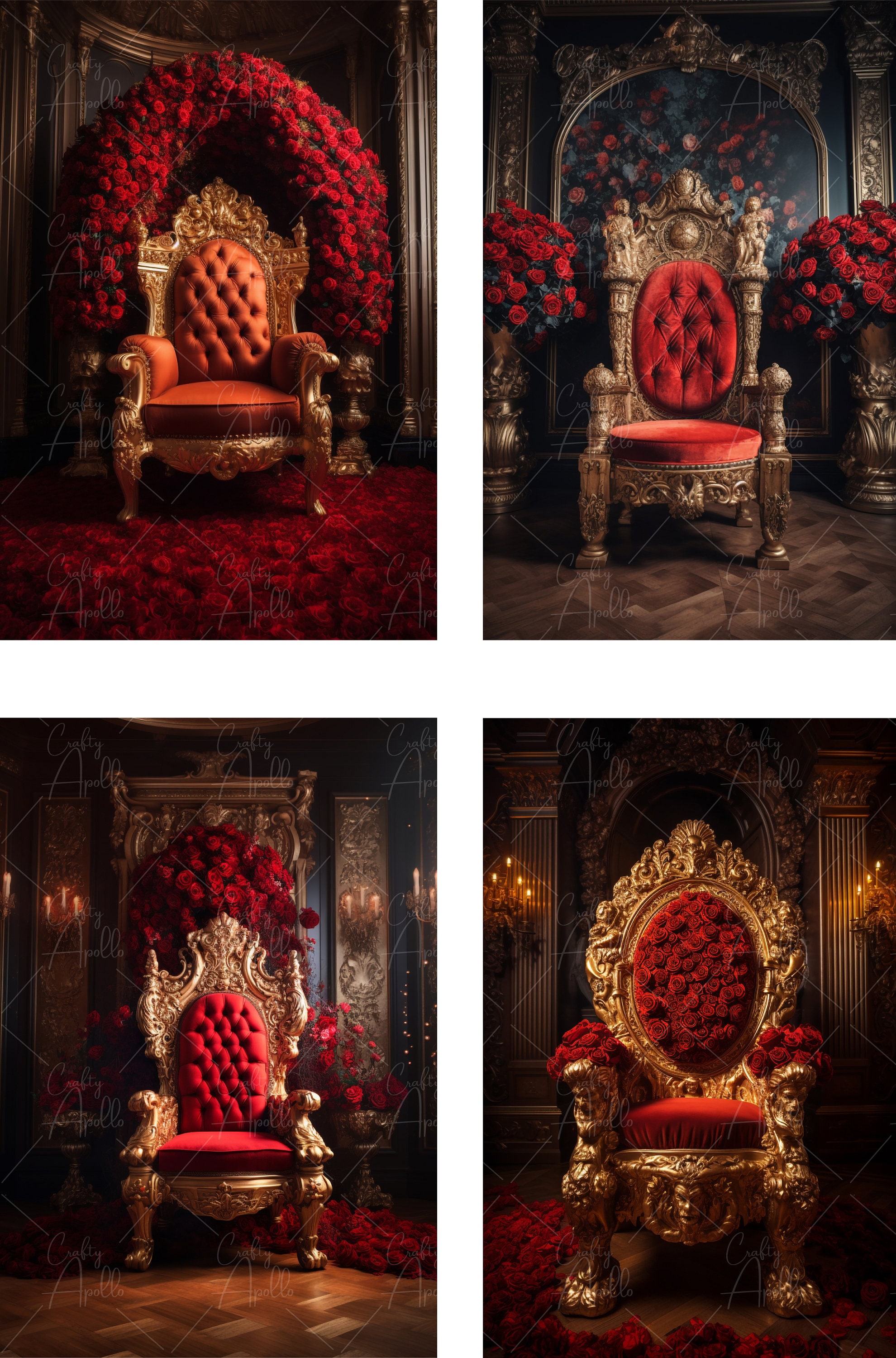 13 Rose Throne Digital Backdrops, Maternity Backdrop Overlays, Luxury ...