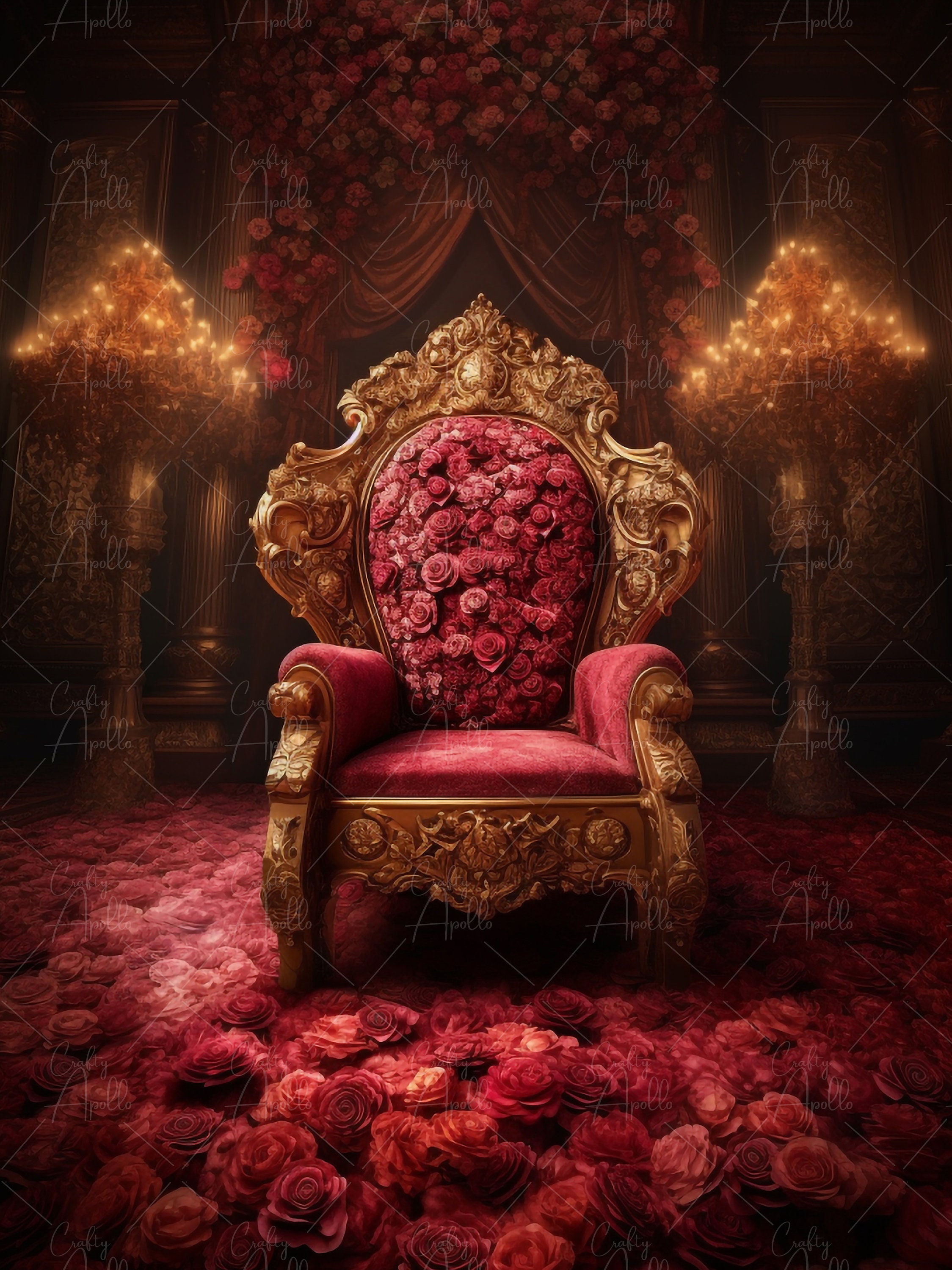 13 Rose Throne Digital Backdrops, Maternity Backdrop Overlays, Luxury ...
