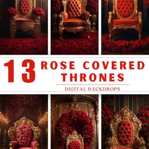 13 Rose Throne Digital Backdrops, Maternity Backdrop Overlays, Luxury ...