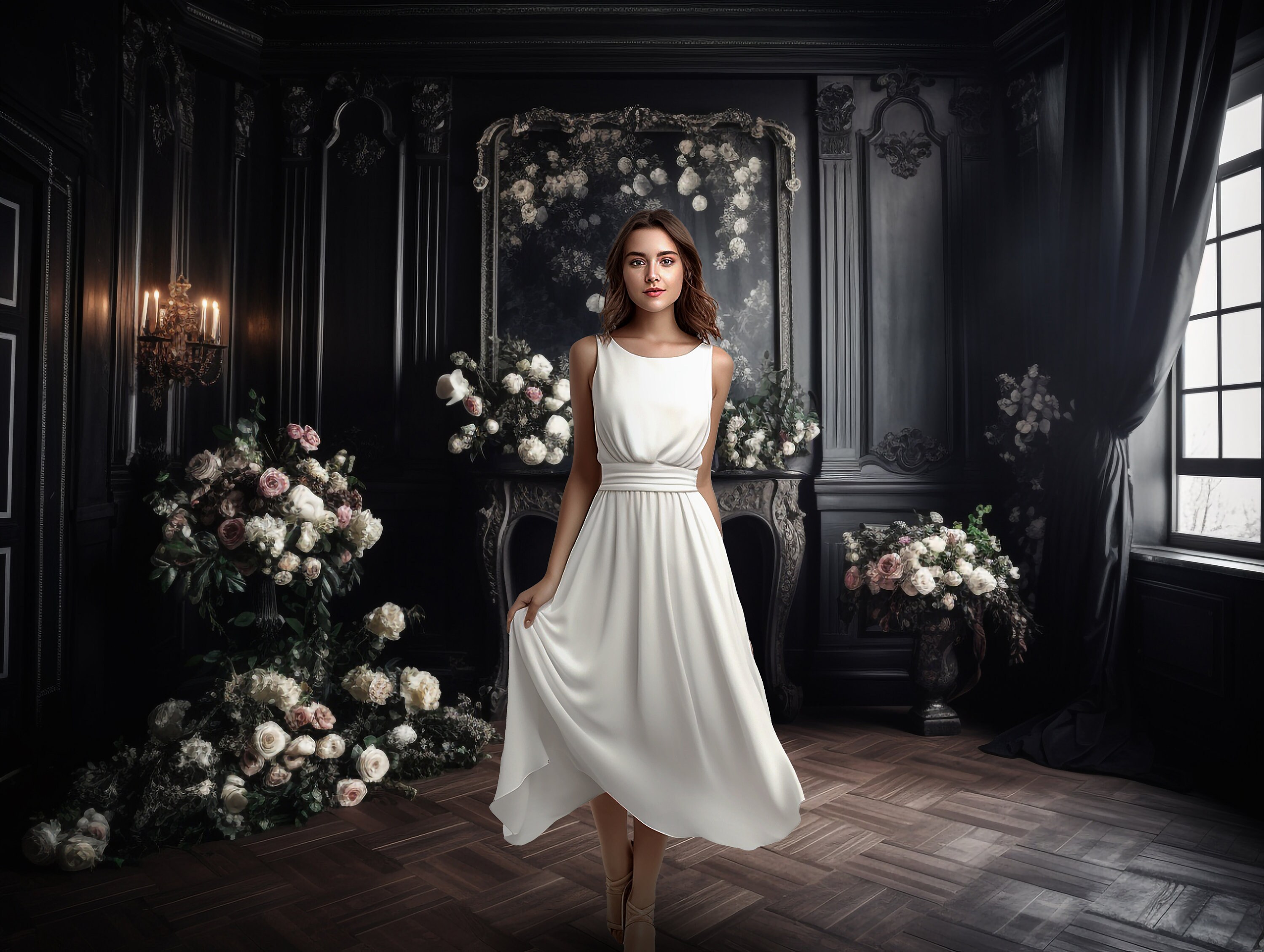 14 Dark and Moody Flower Room Digital Backdrops, Mansion Background ...