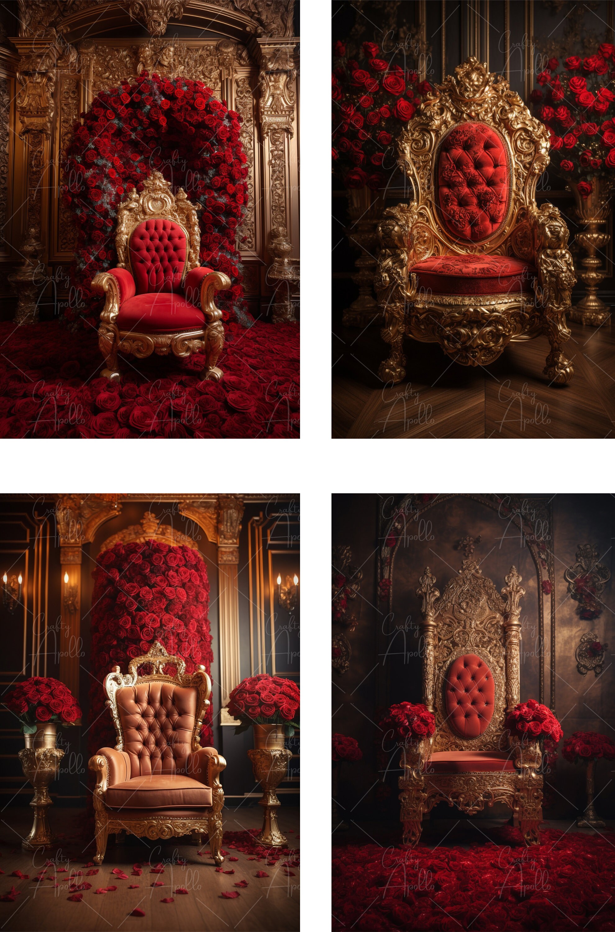 13 Rose Throne Digital Backdrops, Maternity Backdrop Overlays, Luxury ...