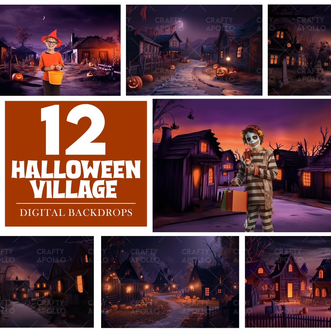 12 Halloween Digital Backdrops, Bundle Halloween Horror Background ...