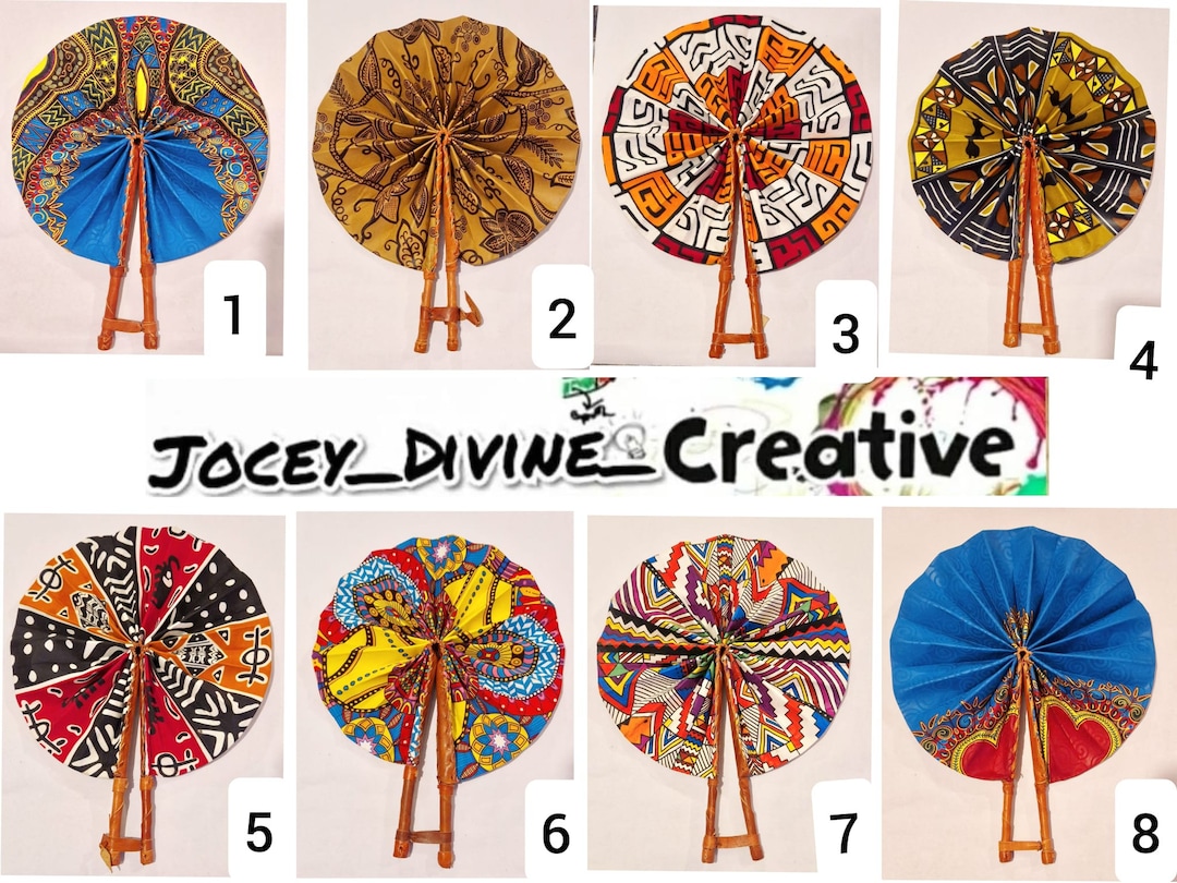 African Print Leather Folding Fans - Etsy