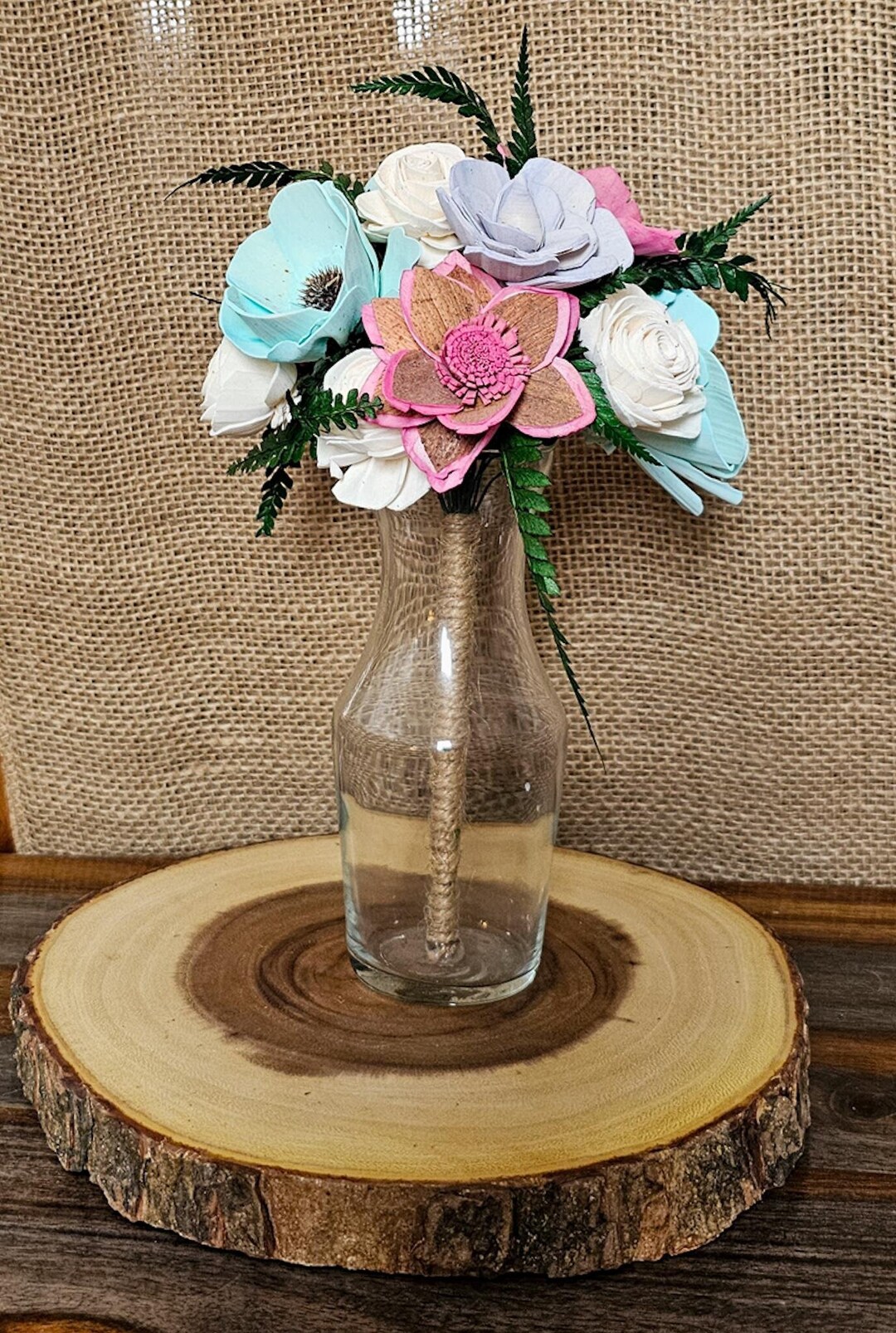 Pastel Rustic Flower Arrangement Mixed Floral Centerpiece - Etsy